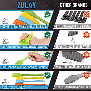 Zulay (Set of 4) Pastry Brush - Heat Resistant Silicone Basting Brush With Soft Flexible Bristles - Assorted Basting Brush Ideal For BBQ, Marinating, or Spreading Butter & Oil