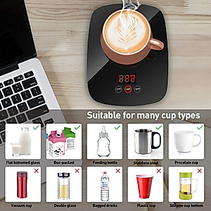 nicelucky Coffee Mug Warmer for Desk with Heating Function 25 Watt Electric Beverage Warmer with Adjustable Temperature 131℉/ 55℃or 167℉/ 75℃ (Without Mug) 2PCS