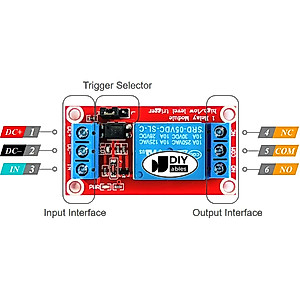 DIYables 3pcs Relay Module for Arduino, ESP32, ESP8266, Raspberry Pi, 1 Channel, 5V, High/Low Level Trigger