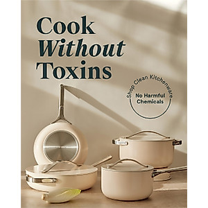 Caraway Nonstick Ceramic Cookware Set (12 Piece) Pots, Pans, Lids and Kitchen Storage - Non Toxic - Oven Safe & Compatible with All Stovetops - Black