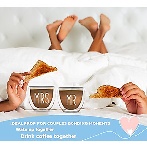 MM Creations - MR and MRS GIFT BOX: Clear & Heat insulated Coffee Mugs Set of 2, 9 Oz| in a Ready to Offer Stylish and shockproof Packaging