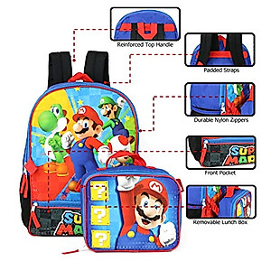 Nintendo Boys' Mario Backpack with Lunch, Blue, One Size