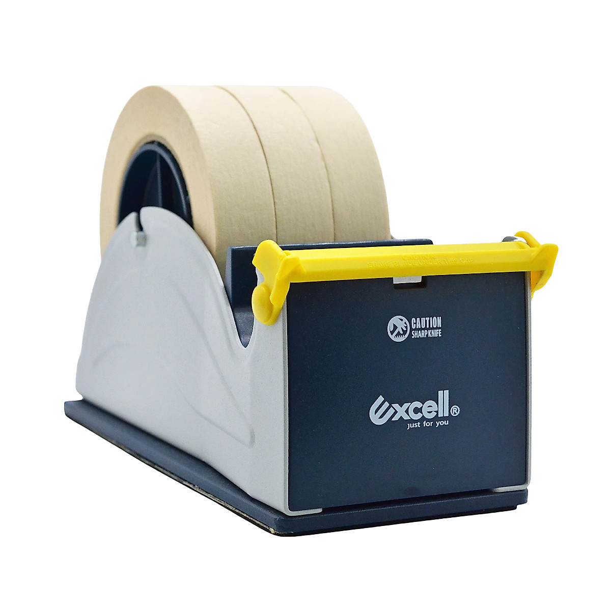 WOD TTD3SD Tabletop Multi-Roll Steel Desktop Tape Dispenser, Blue & Gray - Fits Tape up to 3 inch Wide, Holds 3 inch core, Weighted Rubber Base for Stability