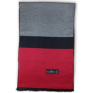 Livativ Bleu Nero Luxurious Winter Scarf for Men and Women – Large Selection of Unique Design Scarves – Super Soft Premium Cashmere Feel Red Black Grey Two-sided Stripes