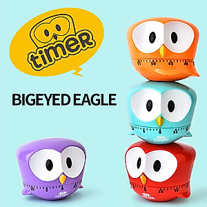 FCOVUVDBD Red Owl Mechanical Kitchen Timer, 60-Minute Wind Up Dial 360° Rotating, Cute Timer for Cooking/Reading/Do Sport