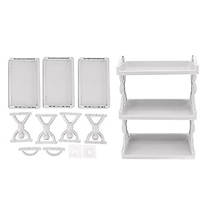 Wall Mounted Storage Shelf, Space Saving Simple Style Wall Storage Rack Drain Hole for Bathroom for Cosmetics for Spices for Skin Care Products(Grey, 3 Layers)