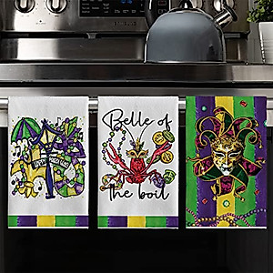 Artoid Mode Happy Mardi Gras Beads Mask Home Kitchen Towels, 18 x 26 Inch Ultra Absorbent Drying Cloth Dish Towels for Cooking Baking Set of 4