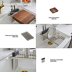 Kohler K-28874-0 Kohler K-28874 Tempered 35-5/8" x 21-5/16" x 9" Undermount Single-Bowl Farmhouse Workstation Kitchen Sink with Tall Apron