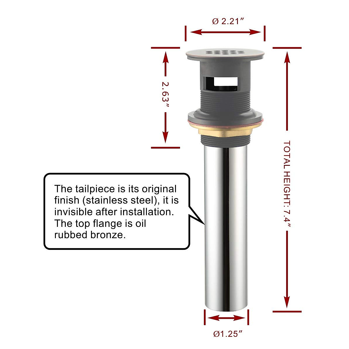 Purelux Grid Drain Strainer Assembly with Overflow for Bathroom Sink, Made of Brass Oil Rubbed Bronze