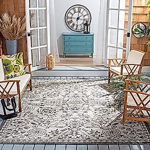 SAFAVIEH Courtyard Collection 9' x 12' Grey/Black CY8968 Indoor/ Outdoor Waterproof Easy-Cleaning Patio Backyard Mudroom Area-Rug