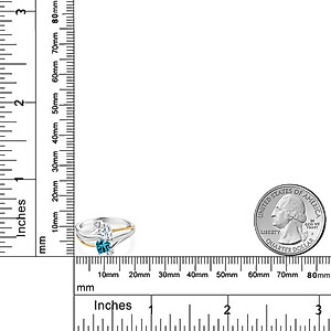 Gem Stone King 925 Sterling Silver and 10K Yellow Gold Customized and Personalized 2-Stone Heart Shape Gemstone Birthstone and White Moissanite Ring For Women (Size 8)