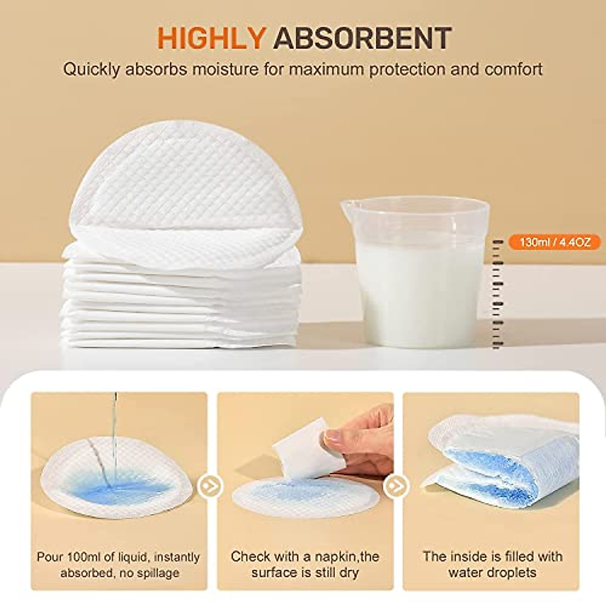 NCVI Nursing Pads Disposable, Breast Pads for Breastfeeding, Ultra Thin & Soft, Portable Nipple Pads, Leak-Proof, Super Absorbent, Keep Dry Nipple Pads, 100 Count