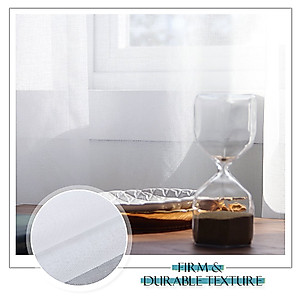 RYB HOME Decoration Extra Wide Linen Look, Sheer Drape, Sliding Grommet White Sheer Curtain Disperse Sunlight for Large Window Treatment Patio Door Bedroom Farmhouse Garden, 100 x 95