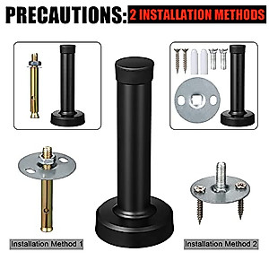 10 Pack Door Stoppers 3.5 Inch 304 Stainless Steel Heavy Duty Door Stops with Rubber Tip Bumper for Wall Door Dtopper Wall Protector Sound Dampening (Black)