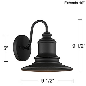 Possini Euro Design Elgin Modern Industrial Farmhouse Outdoor Barn Light Sconce Fixture Textured Black 9 1/2" Decor for Exterior House Porch Patio Outside Deck Garage Yard Front Door Garden Home
