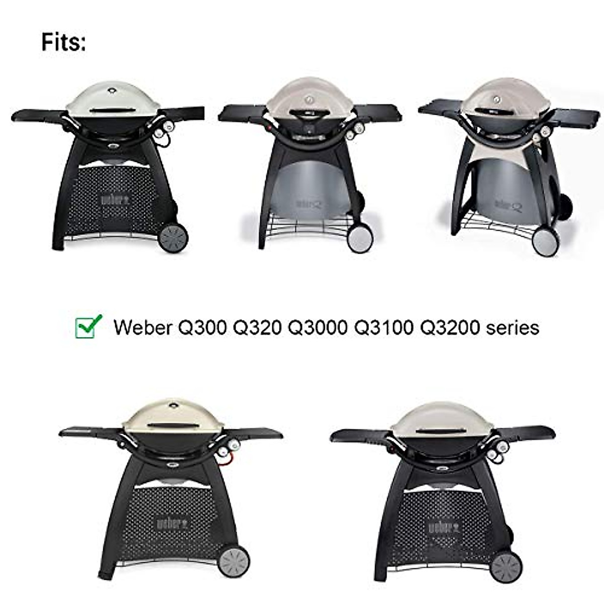 Uniflasy 7646 Cooking Grates for Weber Q300 Q320 Q3000 Q3200 Series Gas Grills Grill Parts Cast Iron Grill Grates Replacement for Weber Q300 2 Pack