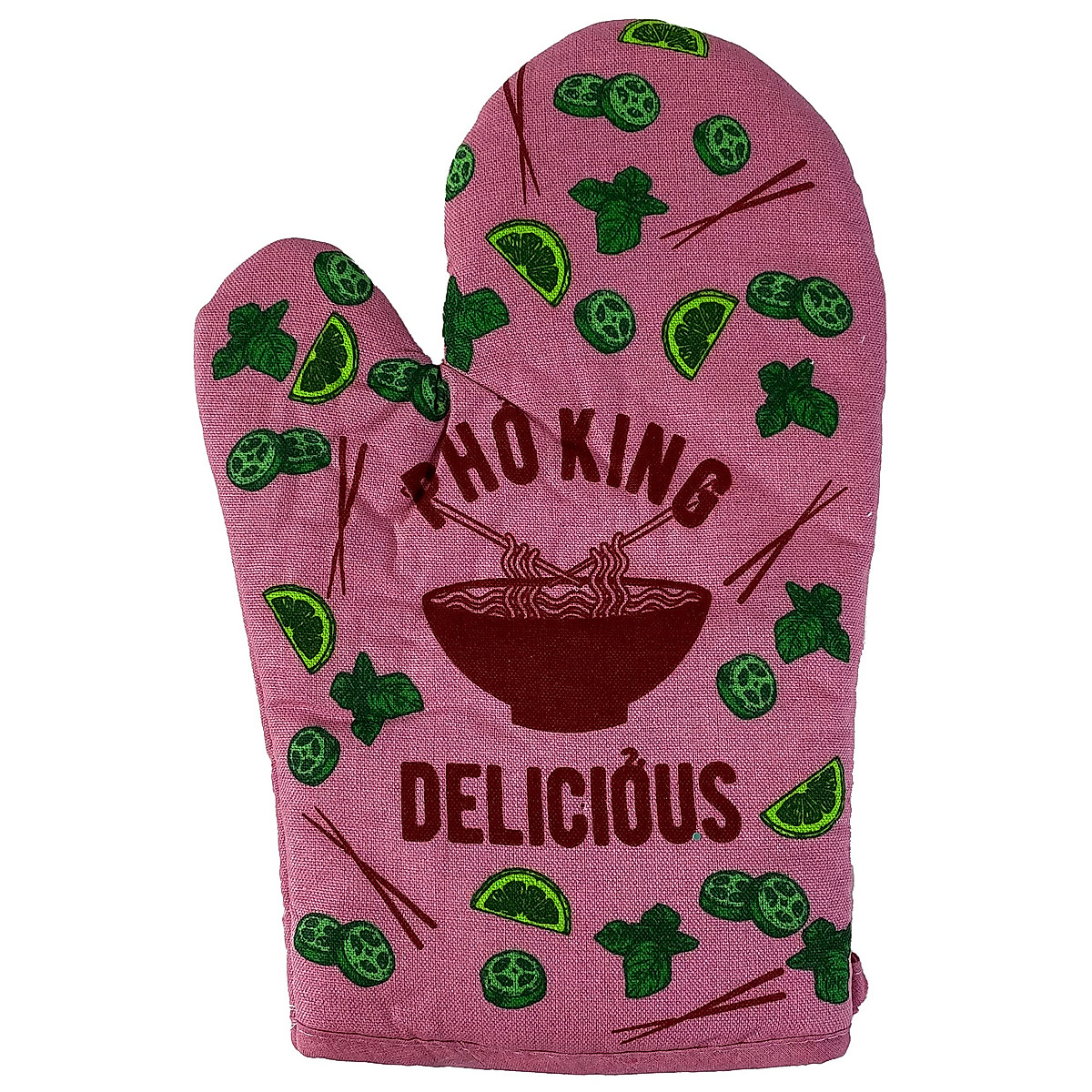 Pho King Delicious Oven Mitt Funny Vietnamese Soup F*cking Delicious Graphic Novelty Kitchen Glove Funny Graphic Kitchenwear Funny Food Novelty Cookware Pink Oven Mitt