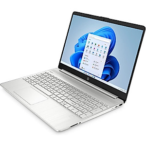 HP 2023 15'' HD IPS Laptop, Windows 11, Intel 4-Core Processor Up to 2.60GHz, 8GB SA RAM, 128GB SSD, HDMI, Super-Fast 6th Gen WiFi, Dale Silver (Renewed)