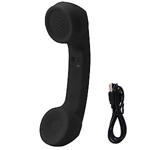 Retro Cordless Telephone Handset, Classic Vintage Radiation Proof Wireless Bluetooth Telephone Handset Receivers Headphones, USB Rechargeable (Black)