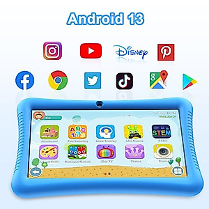 Fivahiva 10 Inch Tablet Android 13,Gaming Tablet for Kids 6-12,Large 10.1''IPS FHD Display Tablet PC with WiFi, Dual Camera, GPS, Bluetooth, 6000mAh Battery