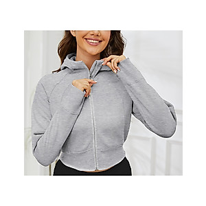 Fengbay Womens Zip Up Cropped Hoodies Fleece Full Zipper Sweatshirts Pullover Scuba Hoodie with Pocket