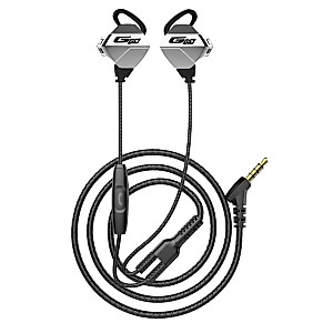 LancaTune Gaming Earbuds with mic in-Ear Gaming Headset with 3.5mm Jack Dual Microphones Design Noise Cancelling for Mobile Gaming, Nintendo Switch, Xbox One, PS4, PS4 Pro, Laptop, PC- Black/Silver