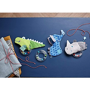 Rhino Fabric Clutching Toy with Removable Plastic Teething Ring