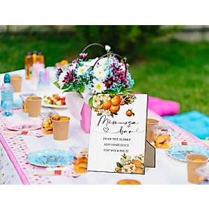 Mim-osa Bar Baby Shower Sign, Orange Citrus Gender Neutral Tabletop Sign With Stand, Wooden Game Sign for Baby Shower, Birthday, Bridal Shower, Wedding Party Favors Supplies-MQ427