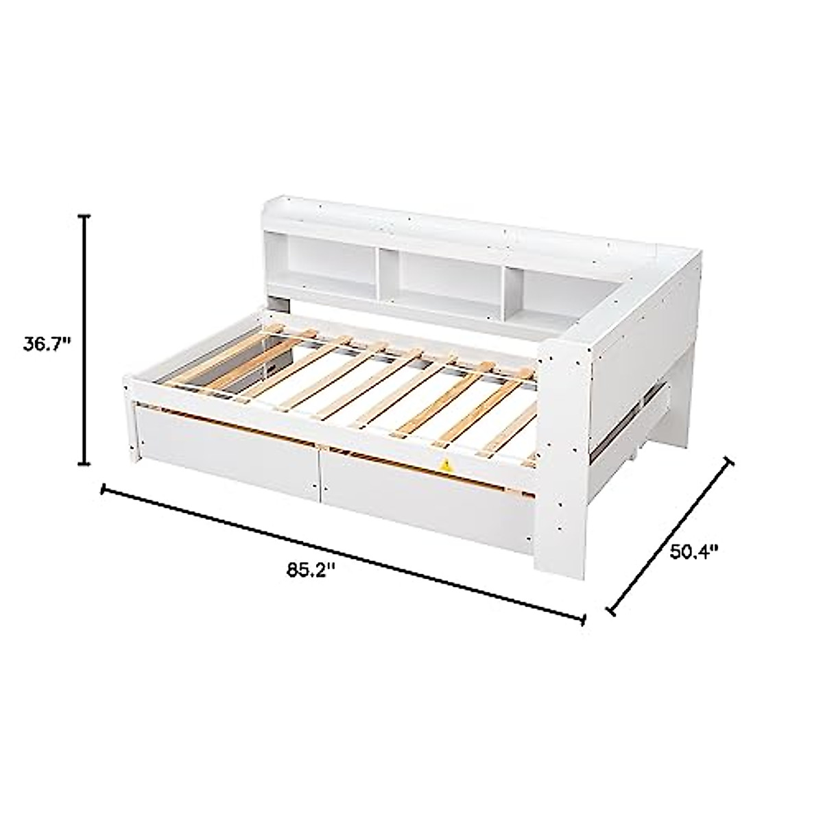 HomSof Twin Bed with L-Shaped Bookcases,Drawers,White
