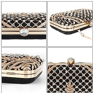 GUOZI Womens Handmade Embroidery Rhinestones Vintage Clutch Evening Handbag Shoulder Bag Purses for Wedding Prom Party