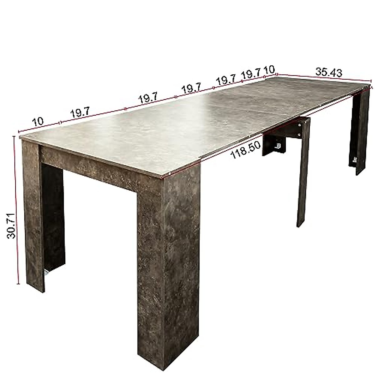Extendable Dining Table with Extension Leaves Holder, Mid Century Modern Console Table 20" to 118.5" Folding Kitchen Table, Versatile Space Saving Desk Furniture, Accent Table Small Tea Table,Marble