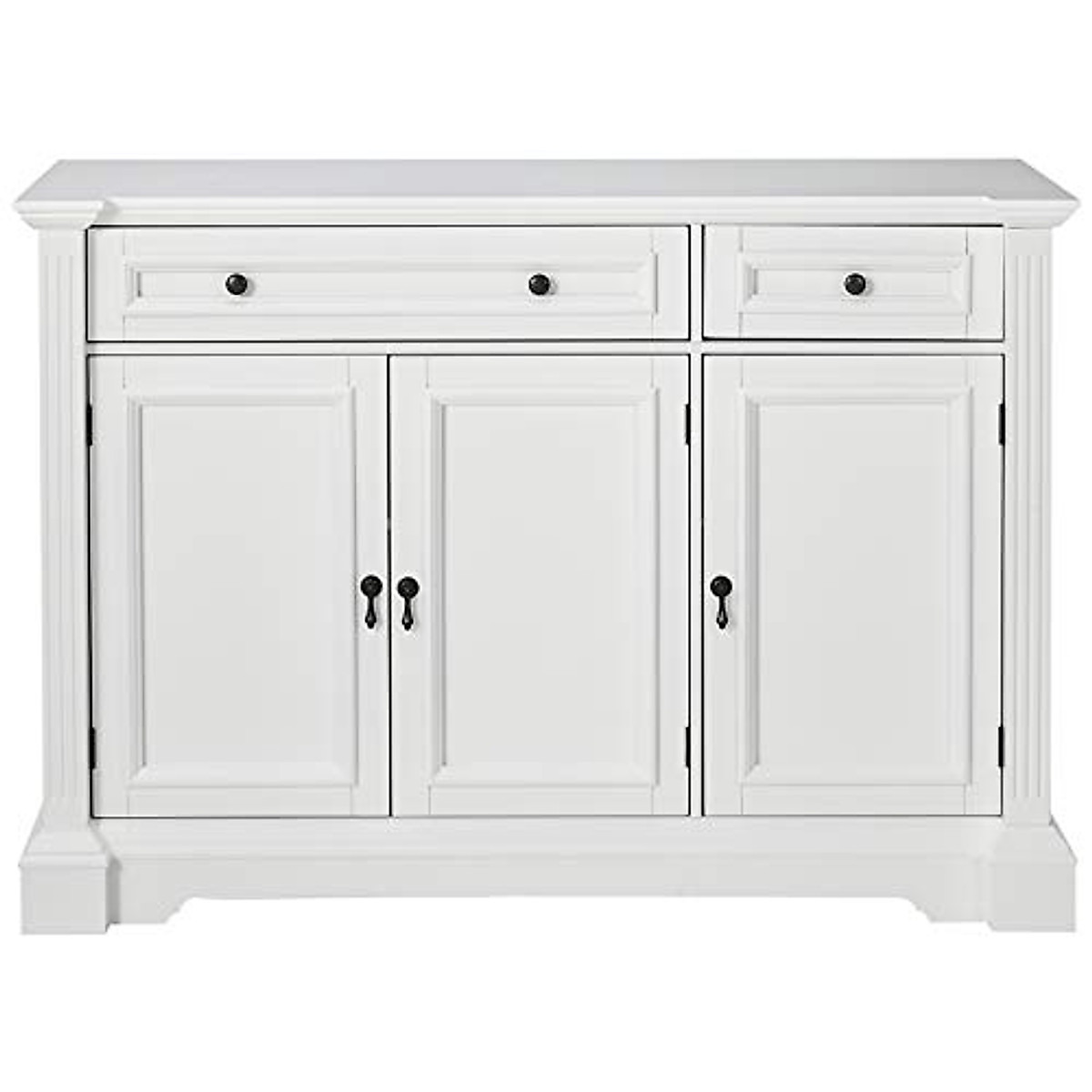 Kings Brand Furniture White Finish Wood Buffet Breakfront Cabinet Console Table With Storage, Drawers, Shelves
