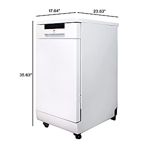 SPT SD-9263WB 18″ Wide Portable Dishwasher with ENERGY STAR, 6 Wash Programs, 8 Place Settings and Stainless Steel Tub – White