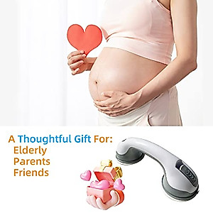 2 Pack Shower Grab Bars - Gemroom 12 Inch Grey Suction Bar Handles for Elderly, Seniors, Handicap, Safety Balance Assist Grip for Bathtubs, Bathroom, Toilet - Anti-Slip, Shower Handles Hand Rail