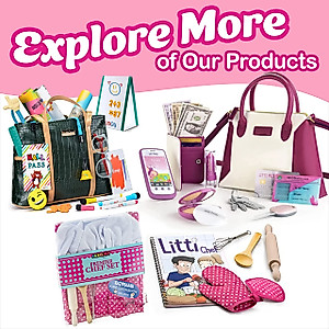 Litti Pritti Baby Doll Accessories Set - 9-Piece Diaper Bag Playset with Baby Doll Diapers, Magic Bottle, Silicone Bib, Wipes, Teether, Changing Pad, and More - Baby Doll Stuff for Ages 3-8 Years