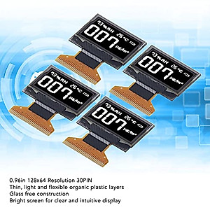 Organic Light Emitting Diode Display, Flexible Organic LCD Display 128x64 Glass 0.96in Compact for DIY(White Displaying)