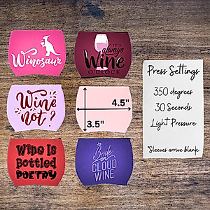 TahoeBay Blank Wine Glass Sleeves (6-Pack) Neoprene Insulator Ornaments for Sublimation, Infusible Ink, Heat Transfer Vinyl Drink Identification 12oz Wine Glass Accessories