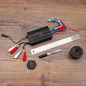 Pyle Hydra Marine Amplifier - Upgraded Elite Series 800 Watt 4 Channel Micro Amplifier - Waterproof, GAIN Level Controls, RCA Stereo Input, 3.5mm Jack, MP3 & Volume Control (PLMRMP3B)