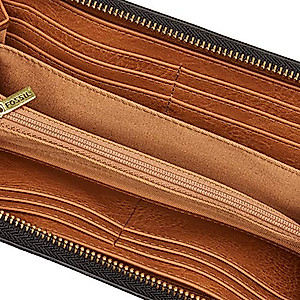 Fossil Women's Logan Leather RFID-Blocking Zip Around Clutch Wallet with Wristlet Strap