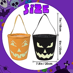 Vitalili 2pcs Glowing Halloween Basket Pumpkin Halloween Bucket Multipurpose Pumpkin Bucket Trick or Treat Bucket Halloween Candy Bags for Kids, Kids Gifts Bags