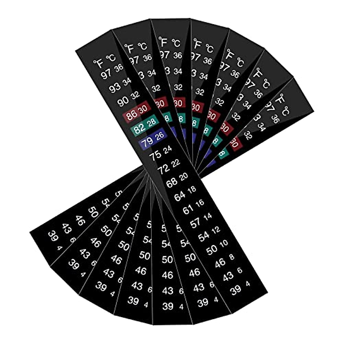 Dbgogo Brewing Aquarium Thermometer Strip, 7 PCS 39℉ to 97℉ & 4℃ to 36℃ Clear Crystal Numbers Adhesive Brewing Aquarium Temperature Sticker for Sticking on Fish Tank/Wine/Beer/Kombucha Jars Bottles