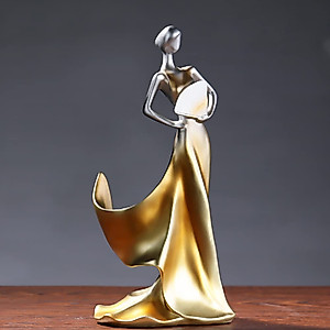 Artpaul Wine Bottle Holder Beauty Lady Statue Wine Bottle Stand Lady Wine Rack Decoration Wine Cork Holder Decor Wine Decor for Kitchen Bar (Golden)