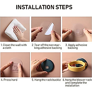 Hair Dryer Holder, Wall Mounted Hair Dryer Hanger, No Drilling Self-ahesive Hairdryer Stand, Hair Blow Dryer Rack Organizers for Bedroom and Bathroom