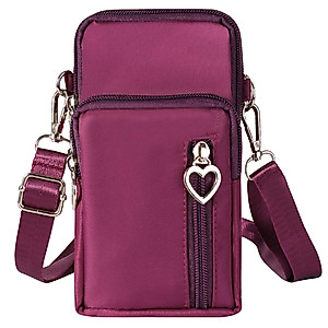 Small Crossbody Bag Case Cell Phone Shoulder Purse Wallet Armband for iPhone 11 13 Galaxy S21 FE S22 S20 S10 Plus A51 Pixel 6 (Purple)