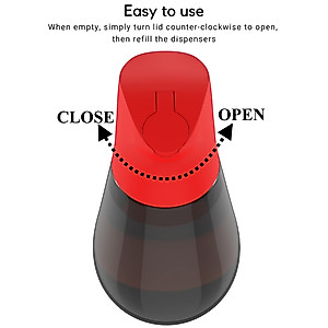 Brieftons Oil & Vinegar Dispensers: 2 x 18.6 Oz Leakproof Glass Oil Dispenser Bottles, Dual Condiment Dispensing Cruets, Easy Pouring with Auto Flip Cap & Stopper, Drip Free & Spill Free Design