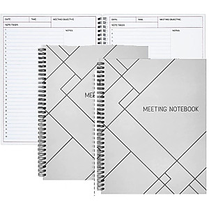 Juvale 2 Pack Meeting Notebooks for Work Organization, Office and Daily Notes, 80 Sheets, Spiral Bound Planner (8.5 x 11 In)