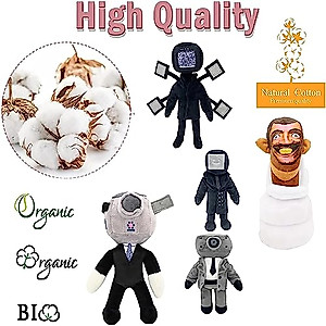 VAKUUM Skibidi Toilet Cameraman Surveillance Man, Sound Man, TV Man, Camera Man, Radio Man Bendy Plush Toys Animal Plushie Doll Gifts for Kids Fans Aldults Birthday(Color:Parasite Toilet Man)