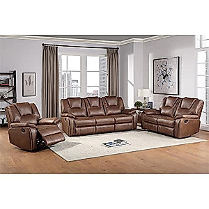 Steve Silver Katrine Brown Faux Leather Manual Reclining Sofa
