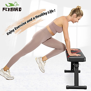 FLYBIRD Folding Flat Bench, Sturdy Lightweight and Space-saving Bench Press Flat Weight Bench, Easy to Assemble