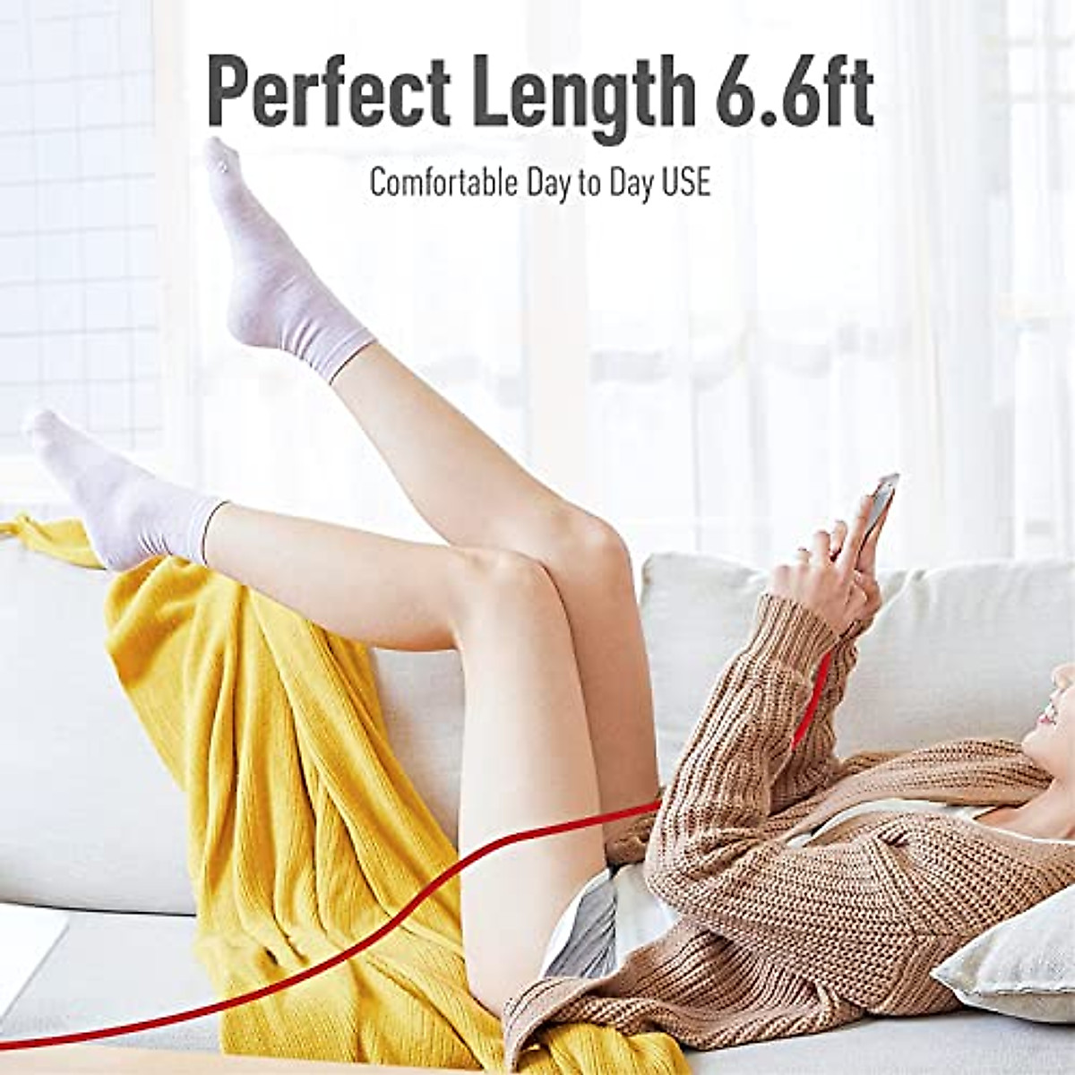 Micro USB Cable Android, BrexLink Micro USB to USB 2.0 Cable Nylon Braided Fast Charging Cable Compatible with Samsung, Kindle, Android Phones, Galaxy S7 Edge, Moto G5, PS4 (6.6ft+6.6ft, Red)